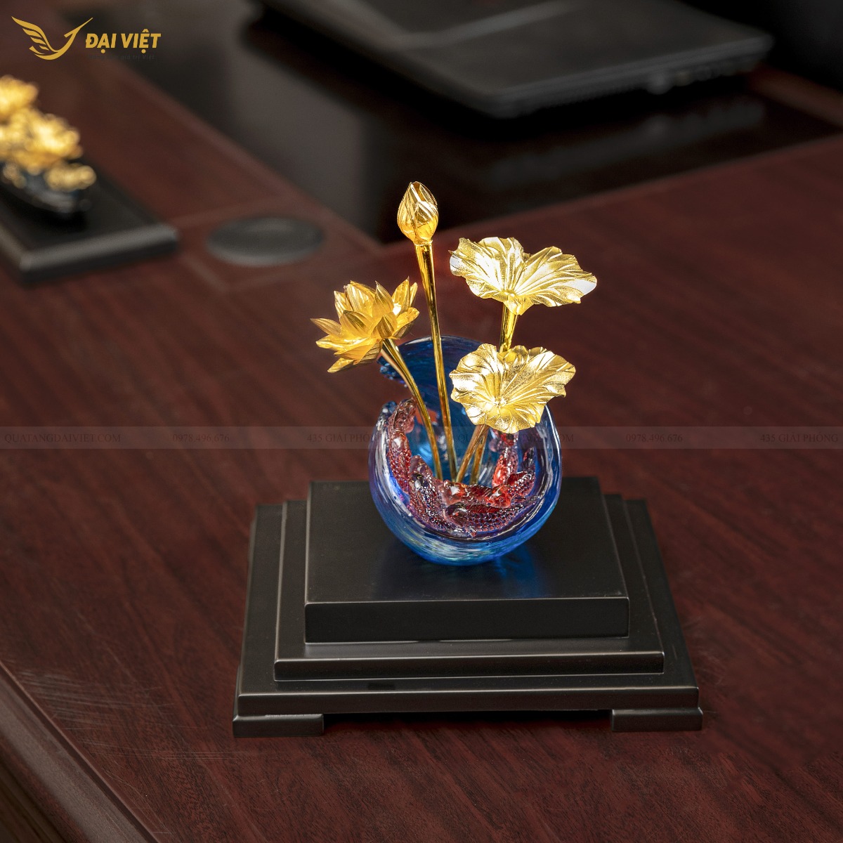 Chậu Hoa Sen Dát Vàng 24K | Quà Tặng Đại Việt
